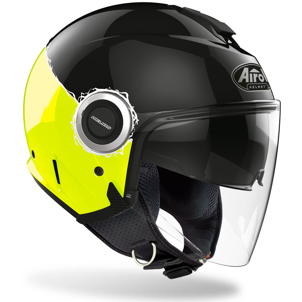 Airoh Helios Jet Helmet Fluo Yellow Gloss HEF31 Jet Helmets | MotoStorm