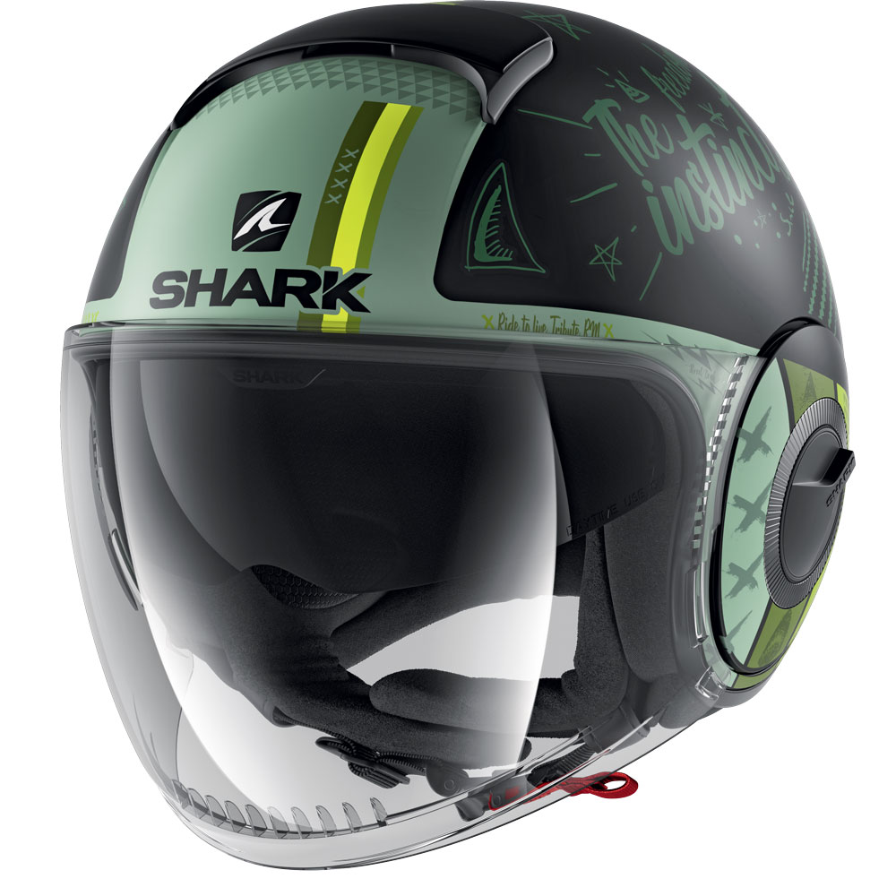 Shark Nano Tribute Mat Rm Helmet Green HE2852EKGG Jet Helmets | MotoStorm